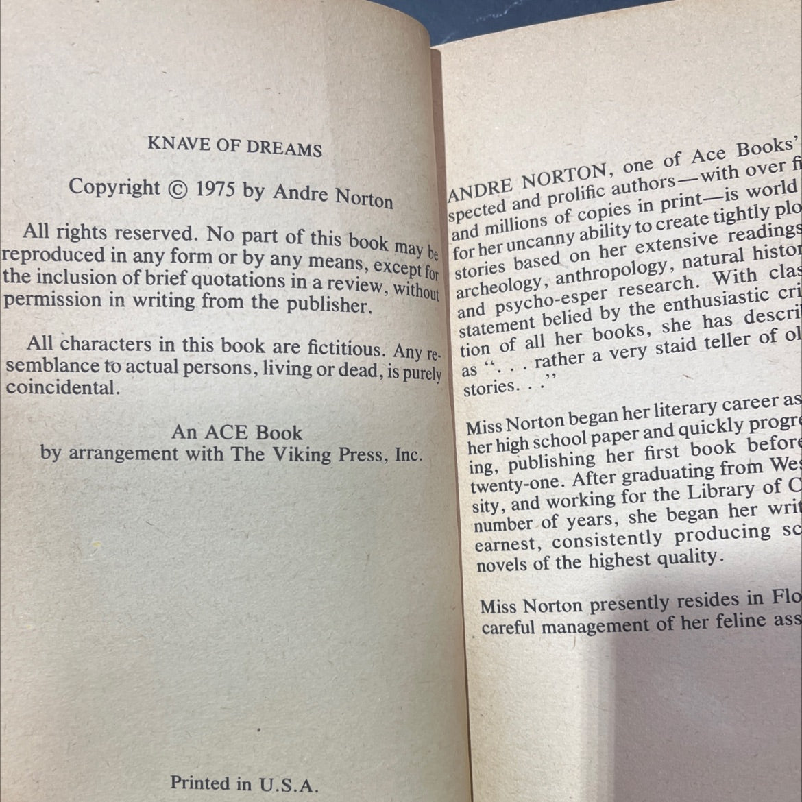 knave of dreams book, by andre norton, 1975 Hardcover – TheBookBundler